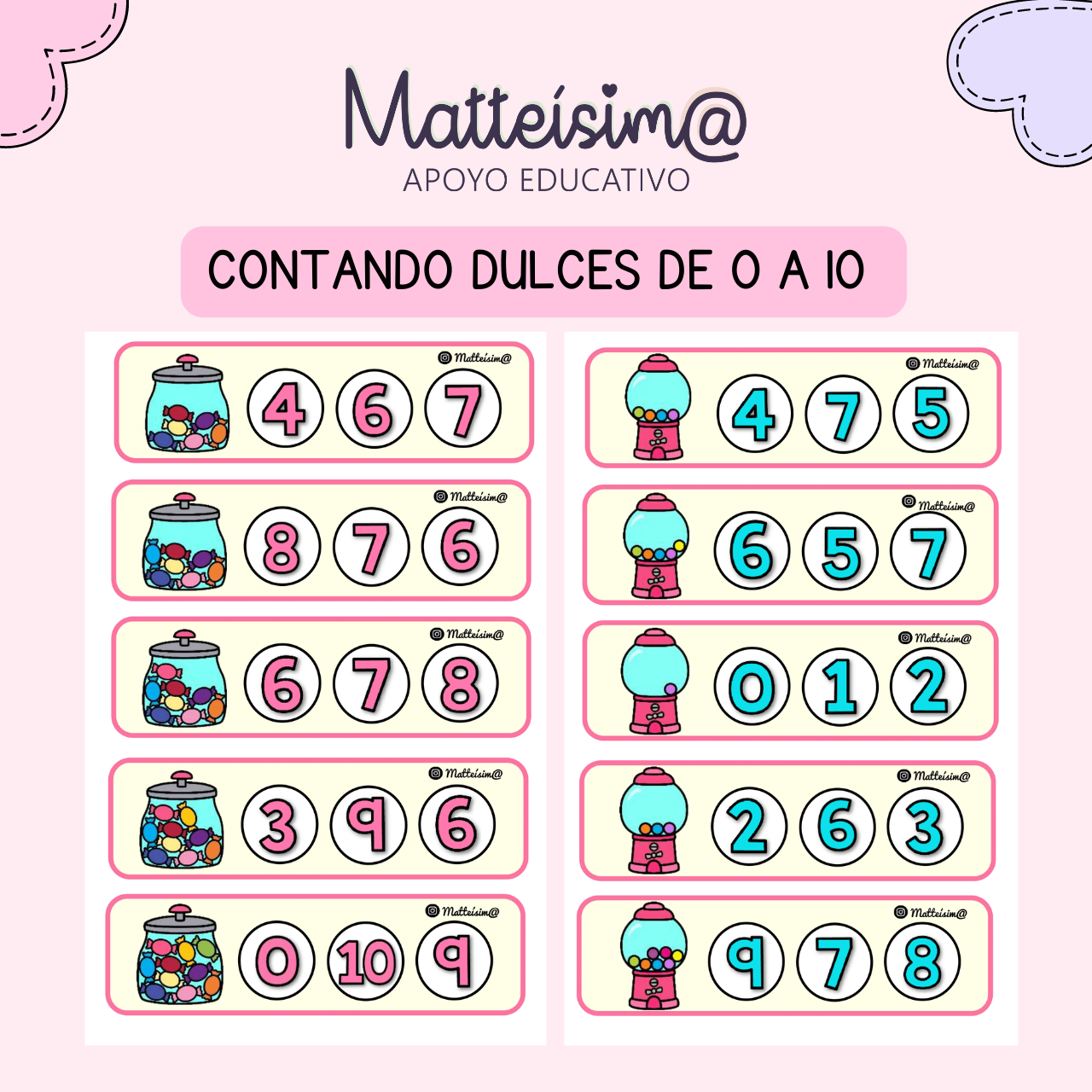 Contando dulces de 0 a 10 – Matteisima