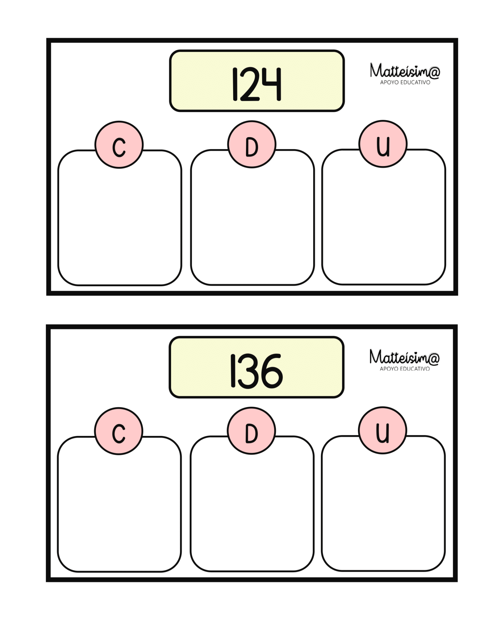 Tableros valor posicional – Matteisima