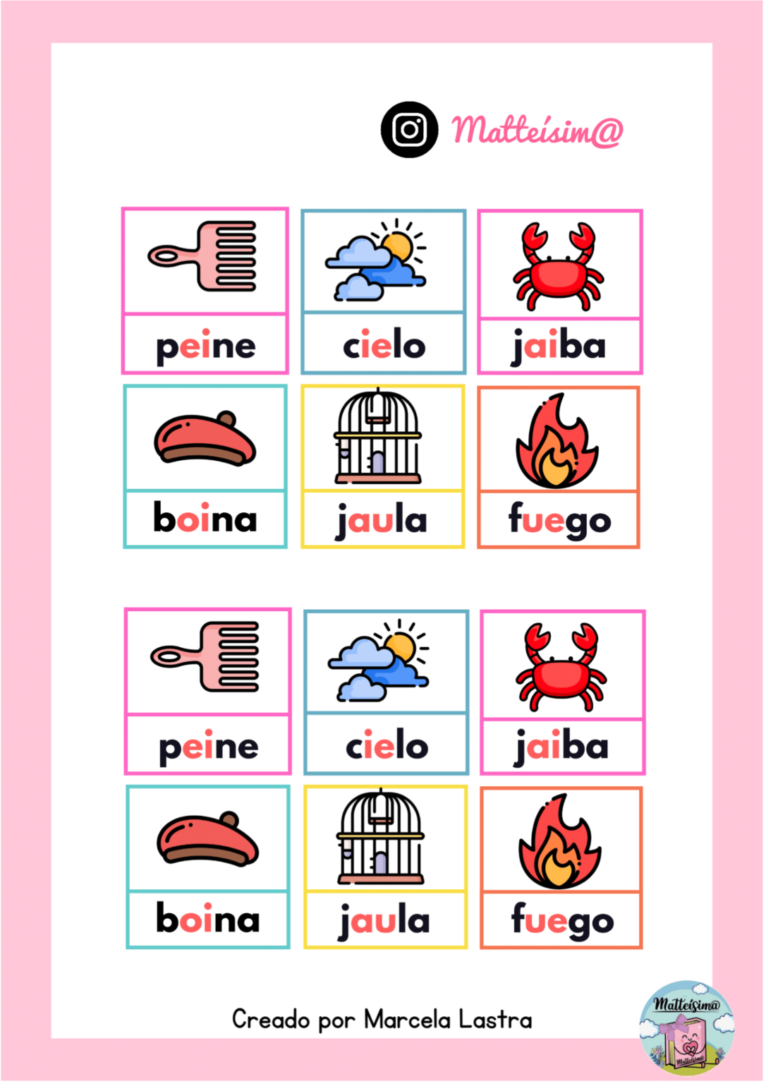 Vocabulario ilustrado – Matteisima