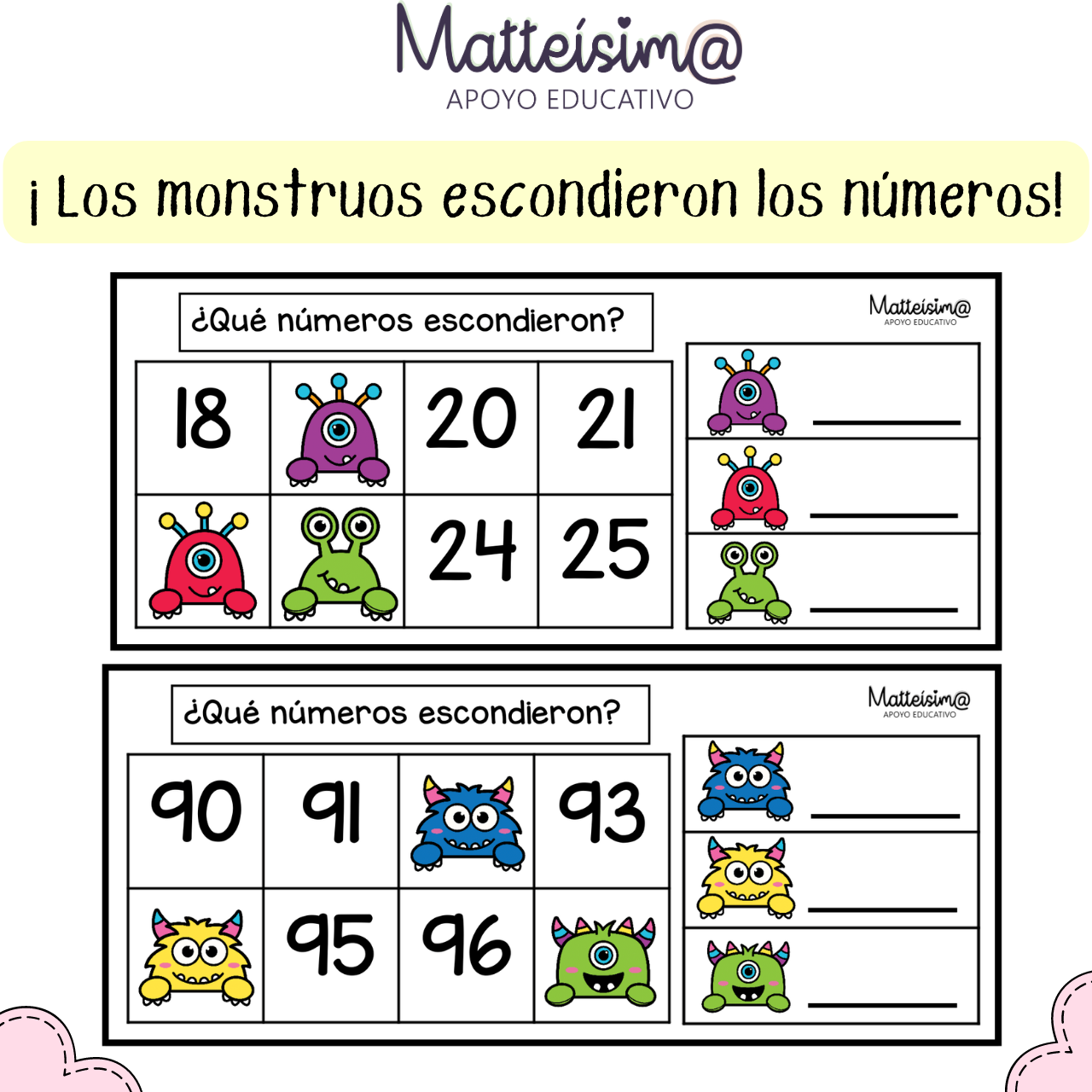 ¡Monstruitos escondieron los números! – Matteisima