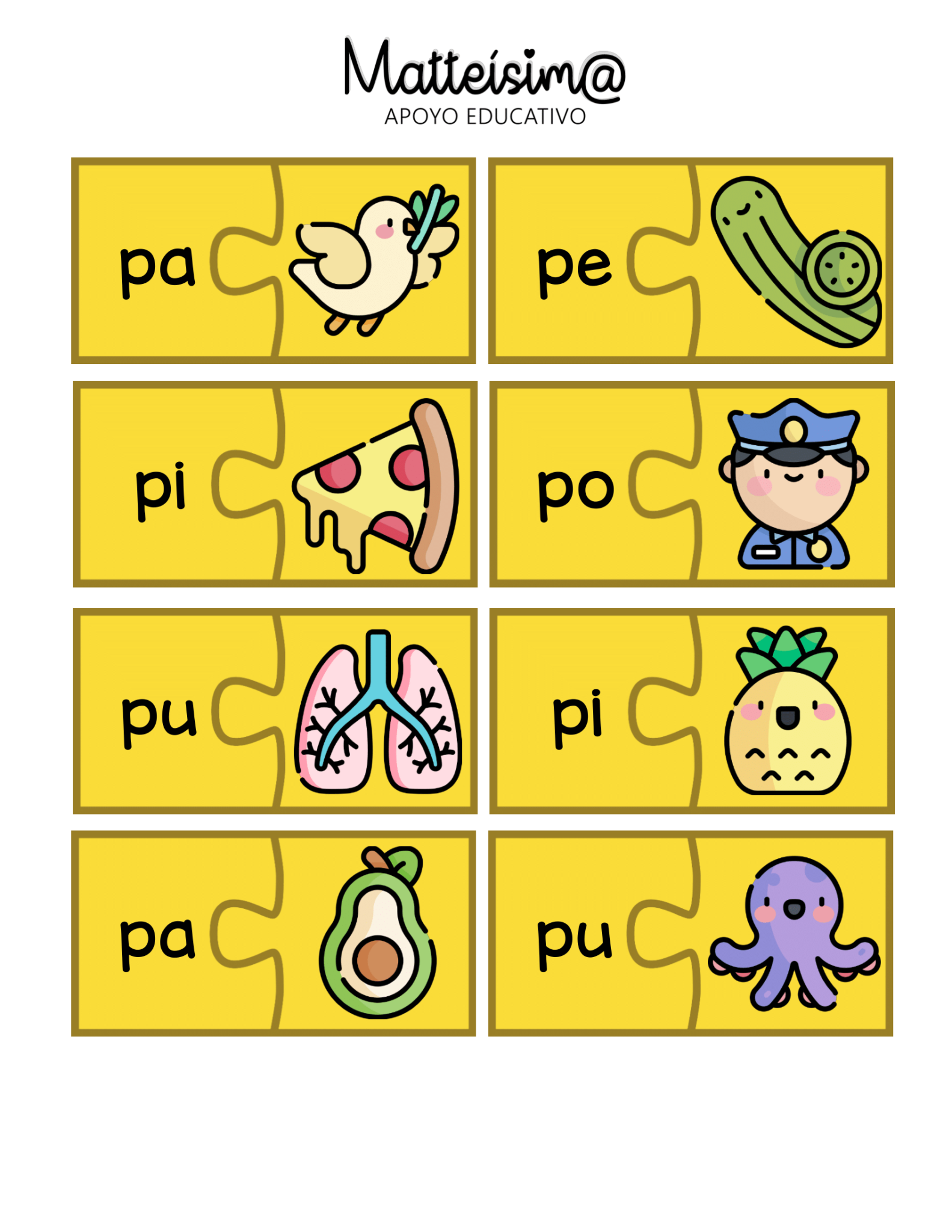Rompecabezas sílabas directas – Matteisima