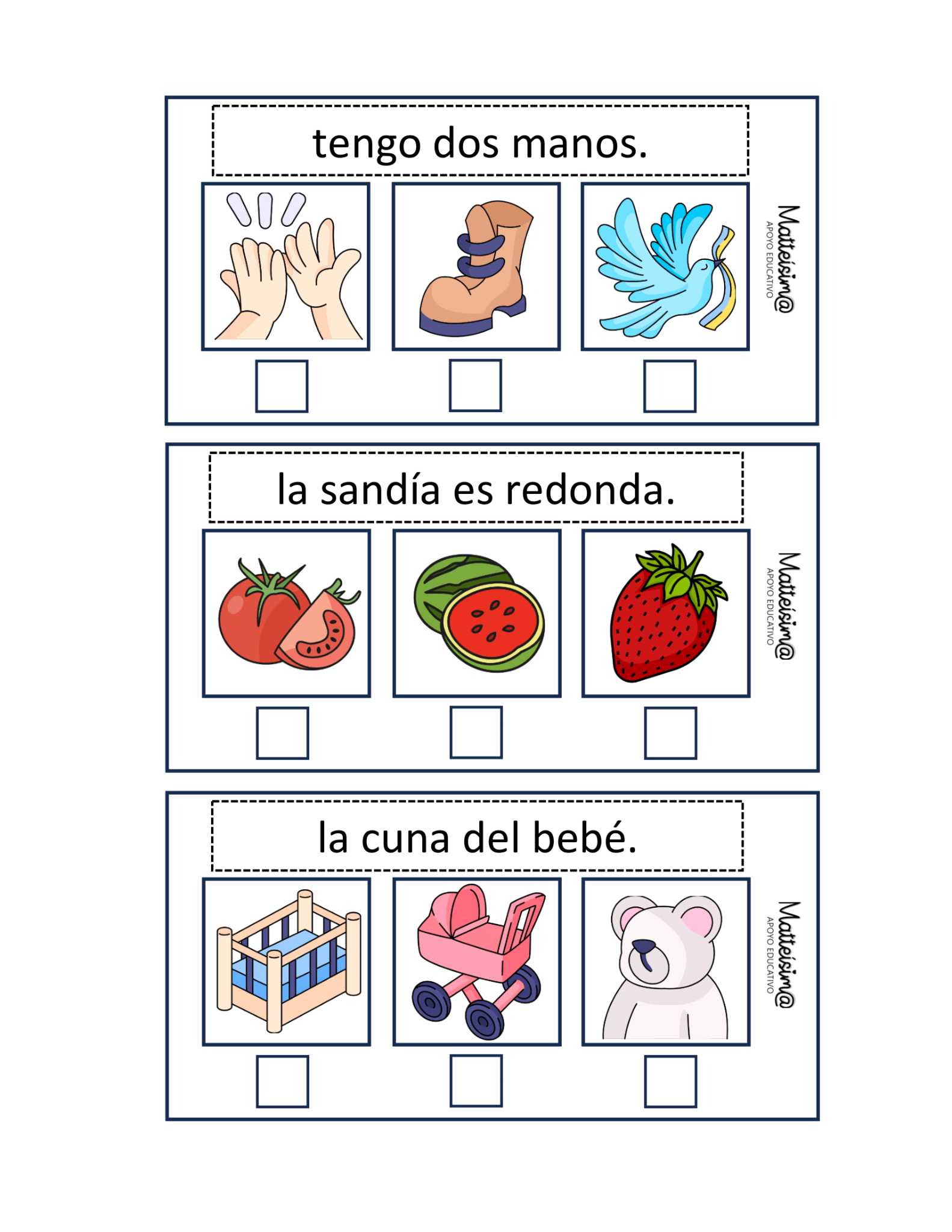 Fichas leo y comprendo frases y oraciones – Matteisima