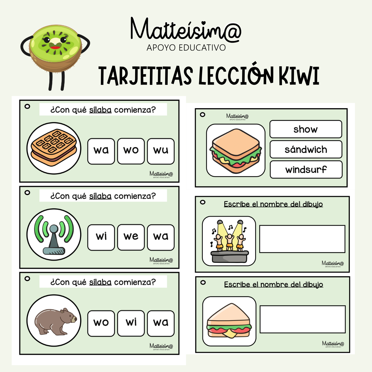 Tarjetitas lección kiwi – Matteisima