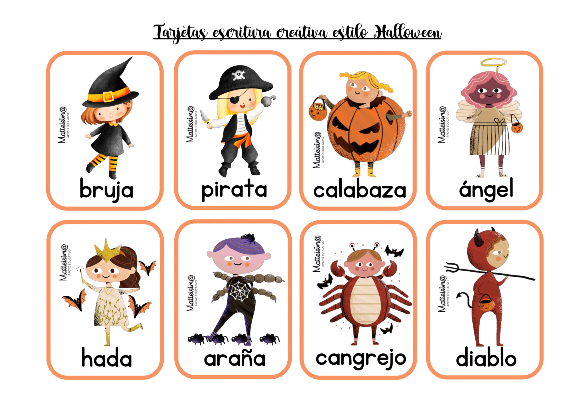 Tarjetas escritura creativa Halloween – Matteisima