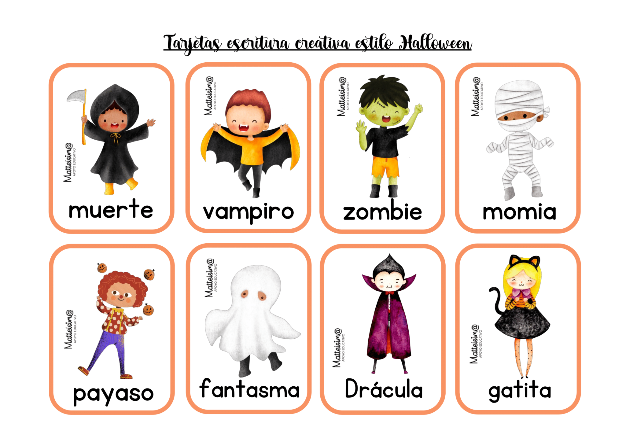 Tarjetas escritura creativa Halloween – Matteisima