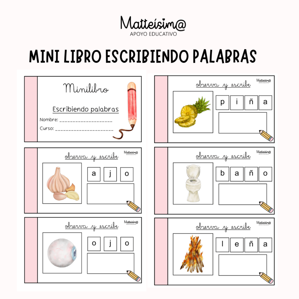 Mini libro escritura de palabras – Matteisima