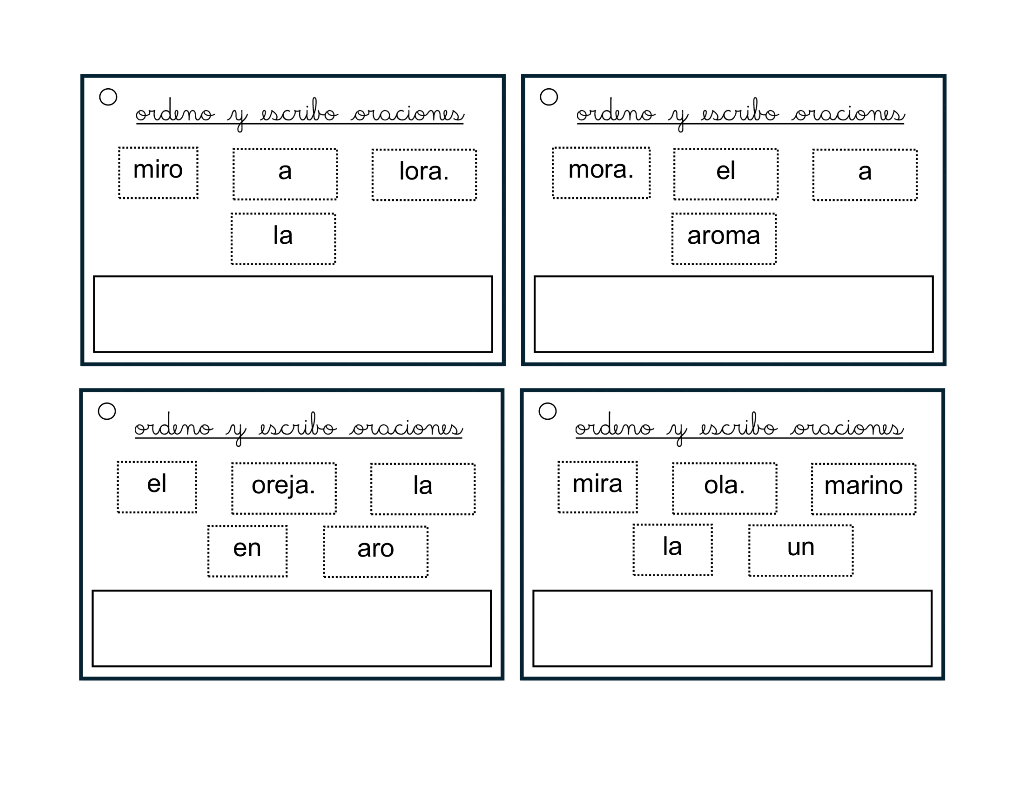 Ordeno y escribo oraciones – Matteisima